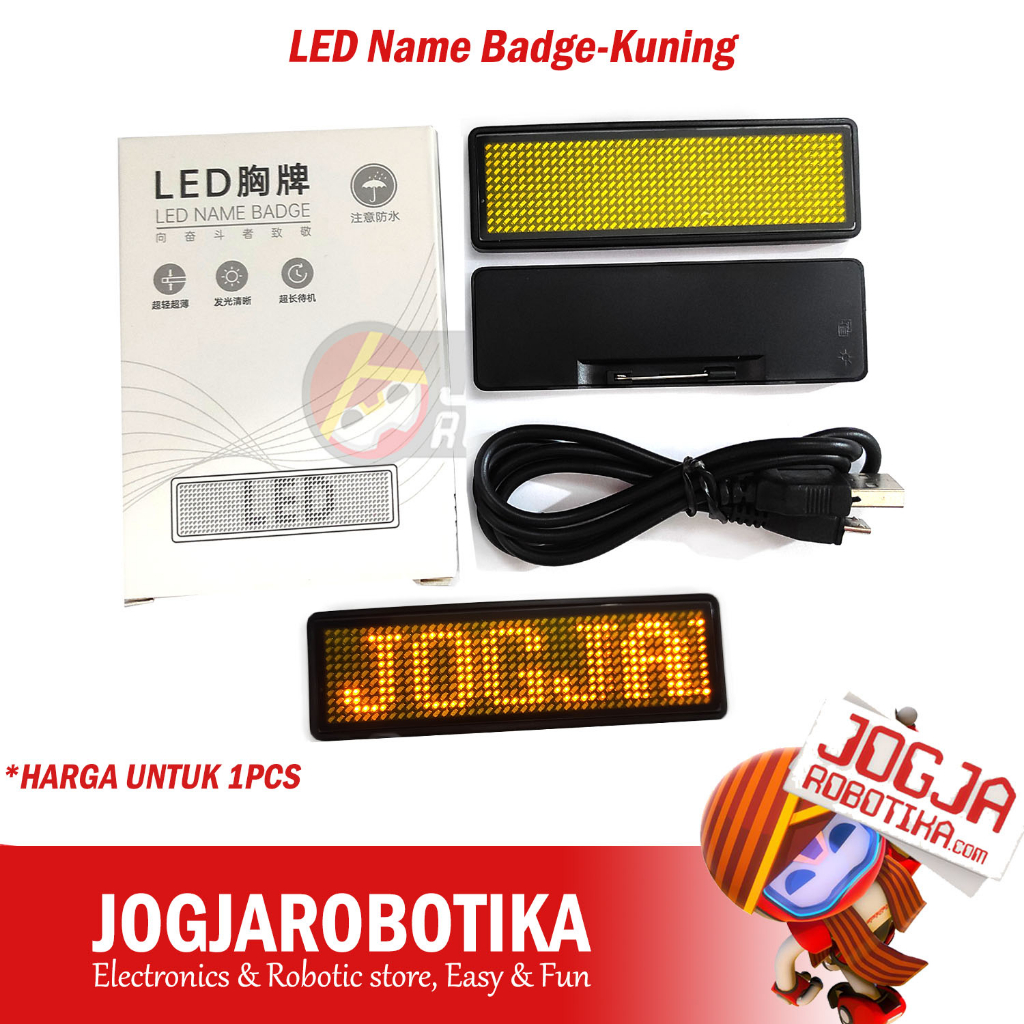 Jual LED Name Badge Papan Nama Name Tag LED Berjalan-Kuning | Shopee Indonesia