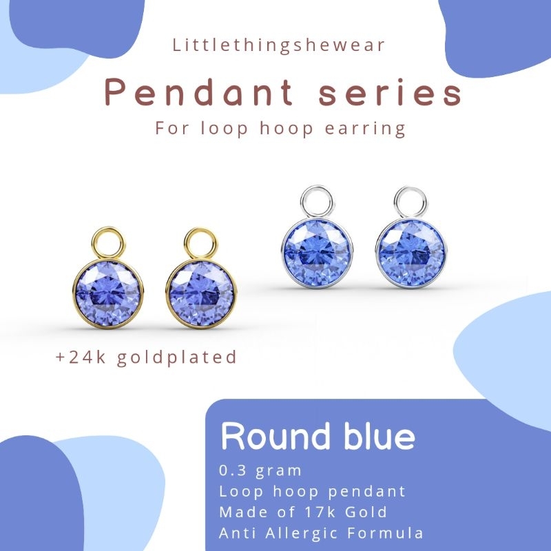 Jual Littlethingshewear - ROUND BLUE Swarovski Biru Liontin / pendant ...
