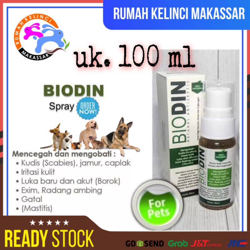 Jual Biodin Spray 100ml Obat Luka Borok Jamur Scabies Kucing Kelinci ...