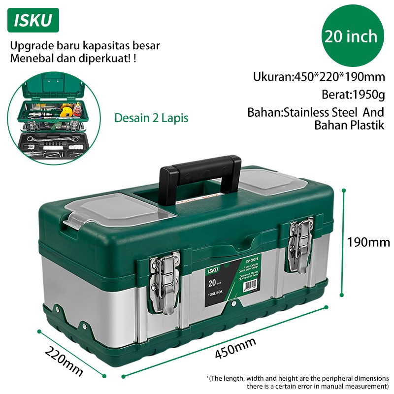 Jual ISKU Tool box Besar Besi tahan karat box alat perkakas 20 inch ...