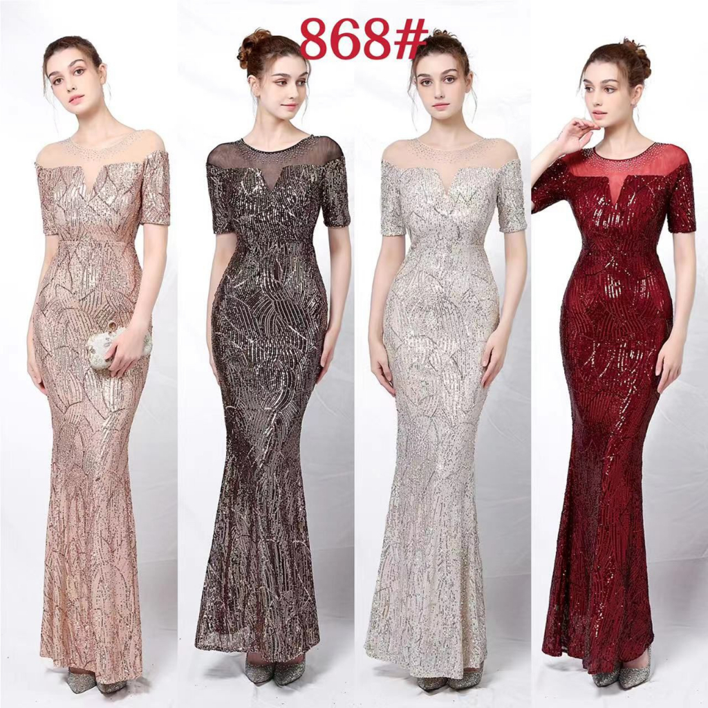 Jual Longdress sabrina sequin rose gold hitam bronze silver nude merah ...