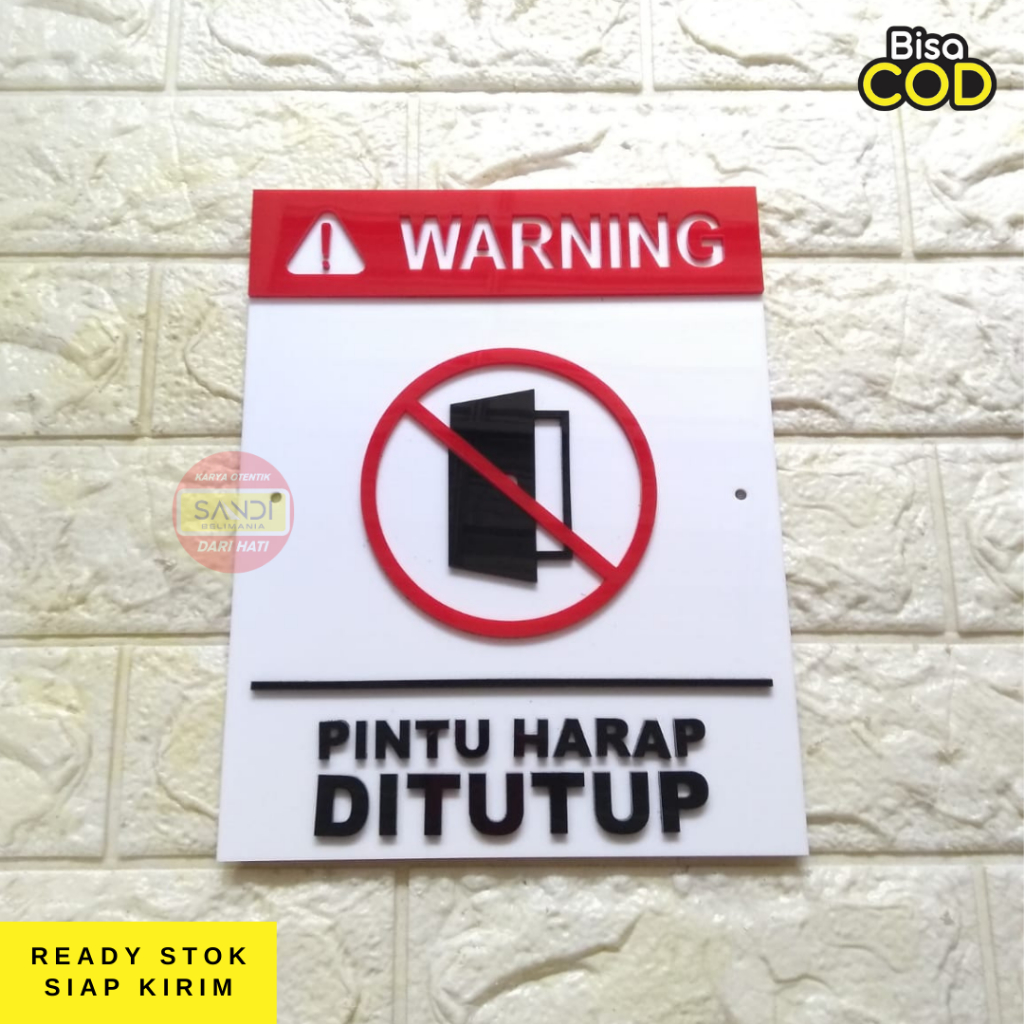 Jual Papan Pengumuman Tulisan Pintu Harap Ditutup Warning Ruangan ...