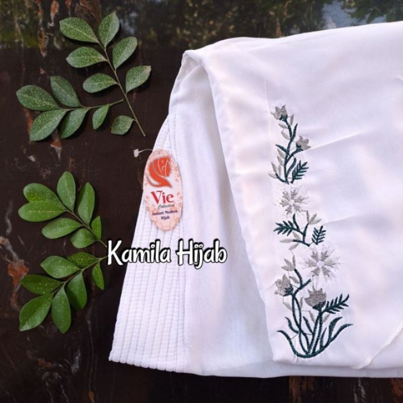 Jual (COD) Khimar 2 Layer Ceruty Premium Hijab Bordir Bunga Melati ...