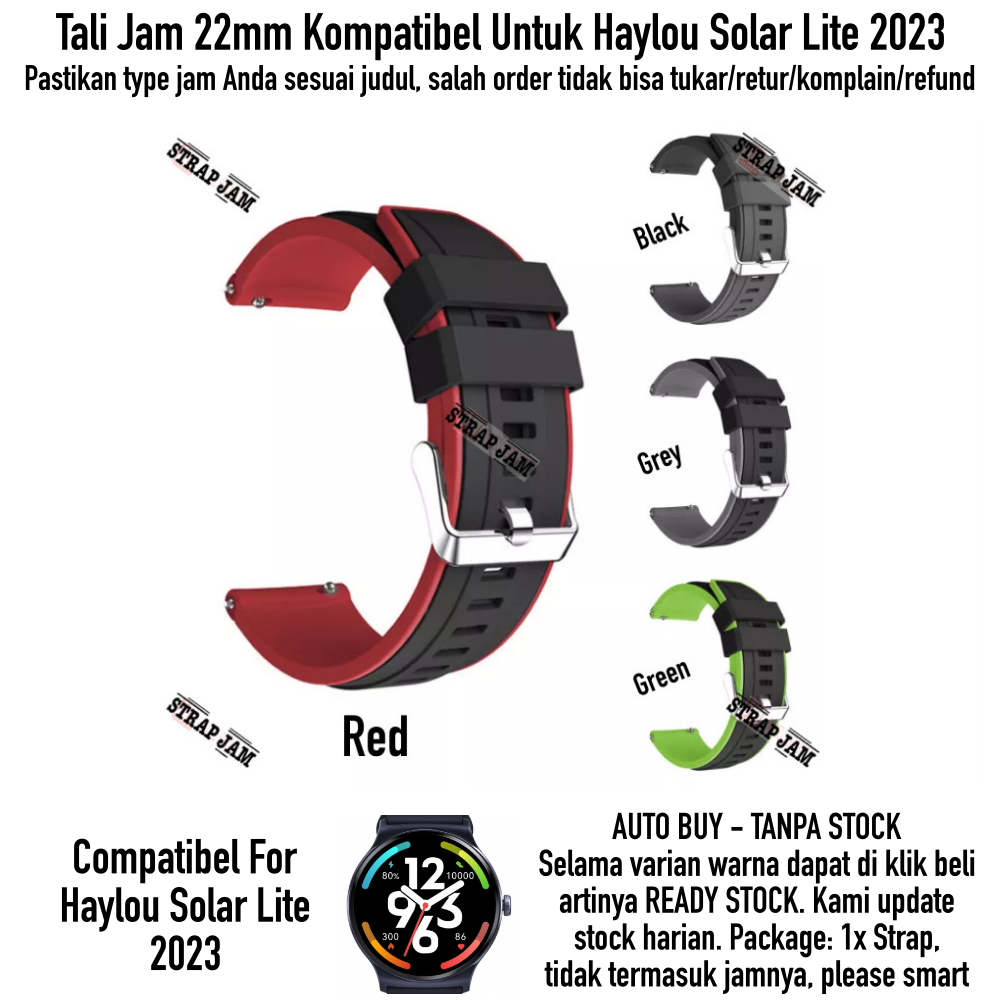 Jual SSR Tali Jam Tangan Haylou Solar Lite 2023 - Strap 22mm Rubber ...