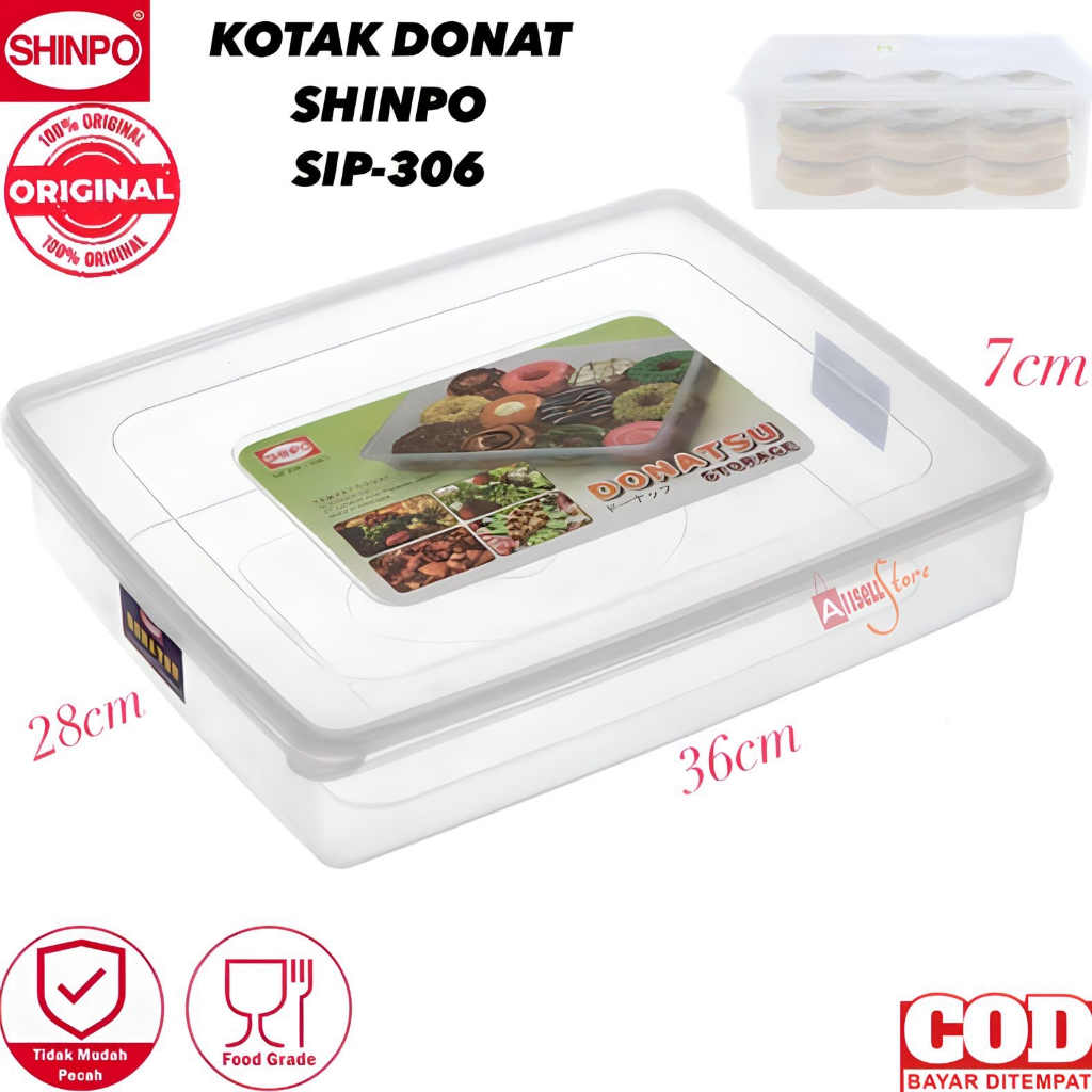 Jual (BISA COD) PROMO Shinpo Donatsu SIP-306 Kotak Donat Tempat Roti ...