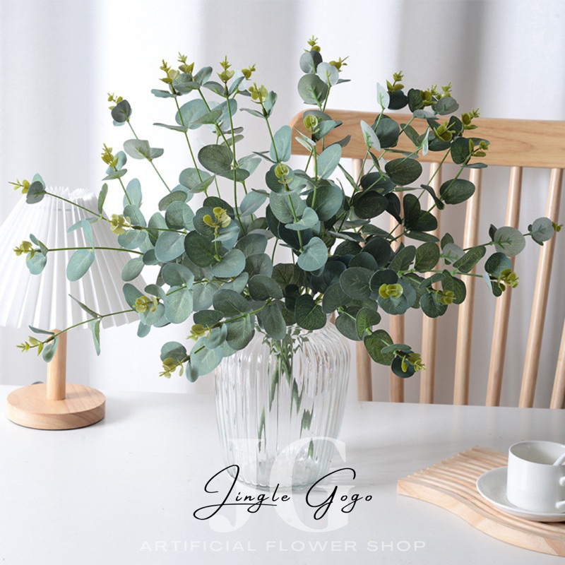 Jual Daun Eucalyptus Artificial 16 Cabang Daun Plastik Dolar Artifisial ...