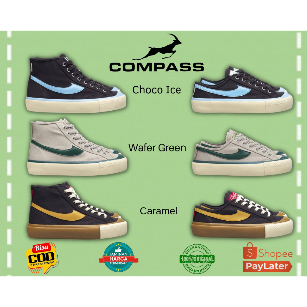 Jual [ORIGINAL] Sepatu Compass Gazelle Low Wafer Green // Compass ...