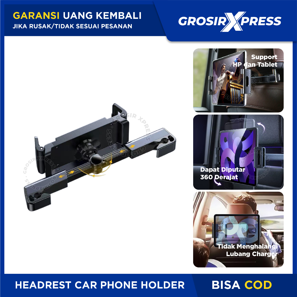 Jual Holder Hp Mobil Alat Penyangga Handphone Tablet Di Head Rest ...
