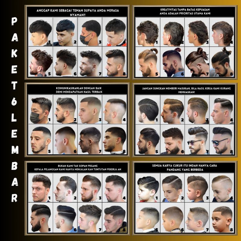 Jual Poster barbershop poster terbaru model potong rambut poster ...