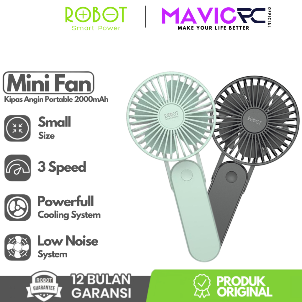 Jual ROBOT RT-BF11 Mini Fan Portable Kipas Angin Mini 3 In 1 Foldable ...