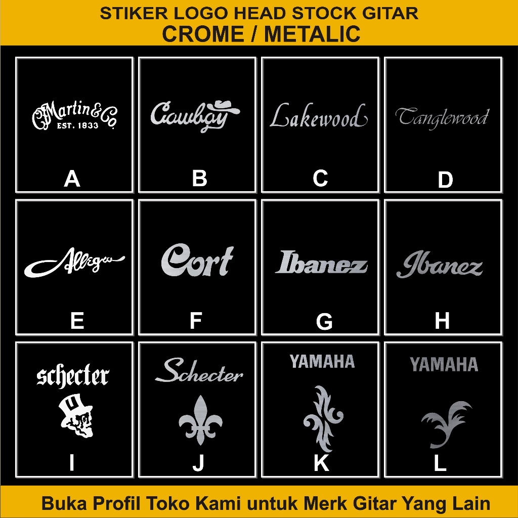 Jual STIKER-STICKER LOGO GITAR HEADSTOCK HEAD STOCK KEPALA GITAR ...