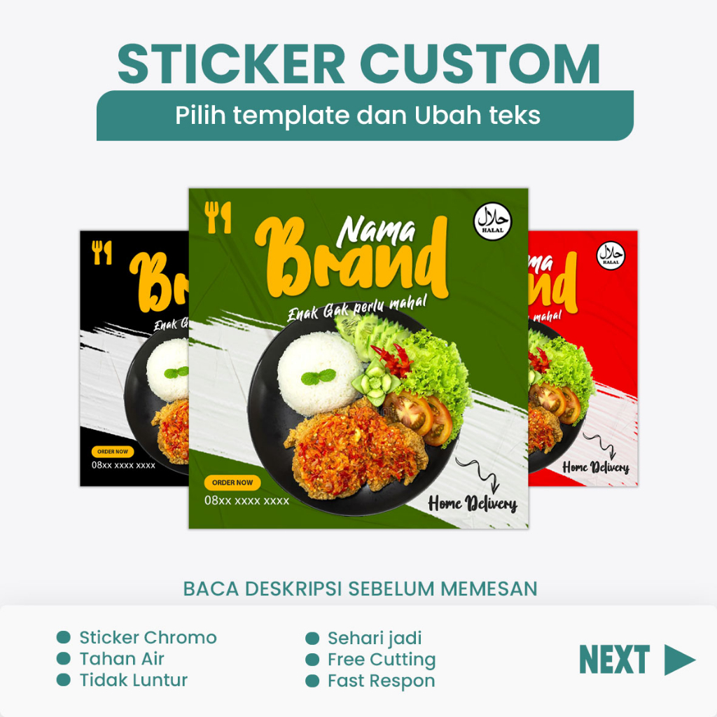 Jual Cetak Sticker Lebel Makanan | Stiker catering Ayam Geprek stiker ...