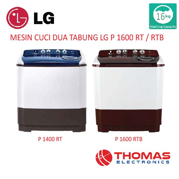 Jual MESIN CUCI DUA TABUNG LG P 1600 RT MESIN CUCI 2 TABUNG 16KG LG ...