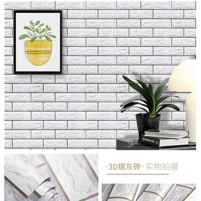 Jual Wallpaper Dinding Motif Bata Putih 3D New Ukuran 9 s/d 10meter X ...