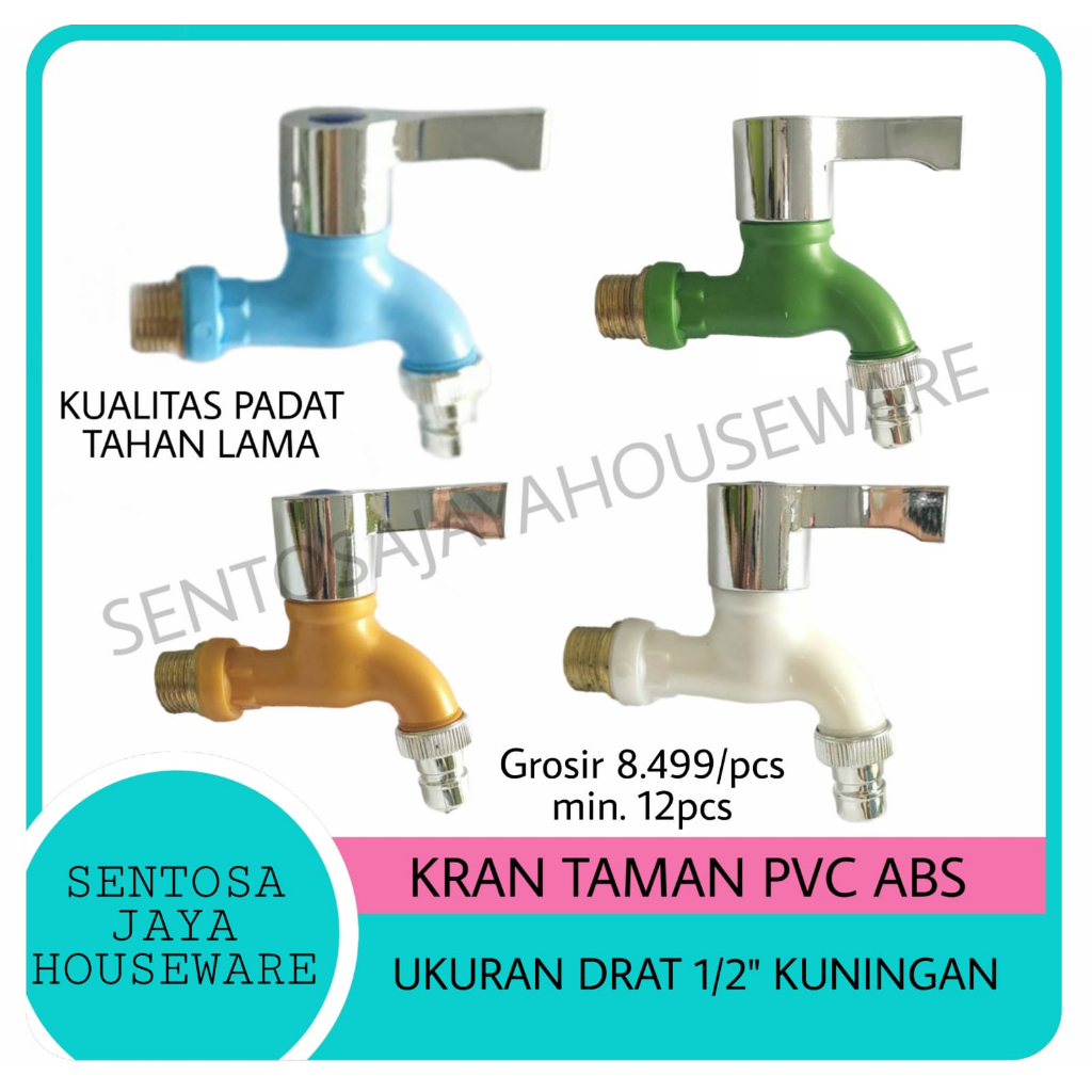 Jual KRAN AIR PLASTIK 1/2 INCH / KRAN TAMAN PVC DRAT KUNINGAN 1/2 INCH ...