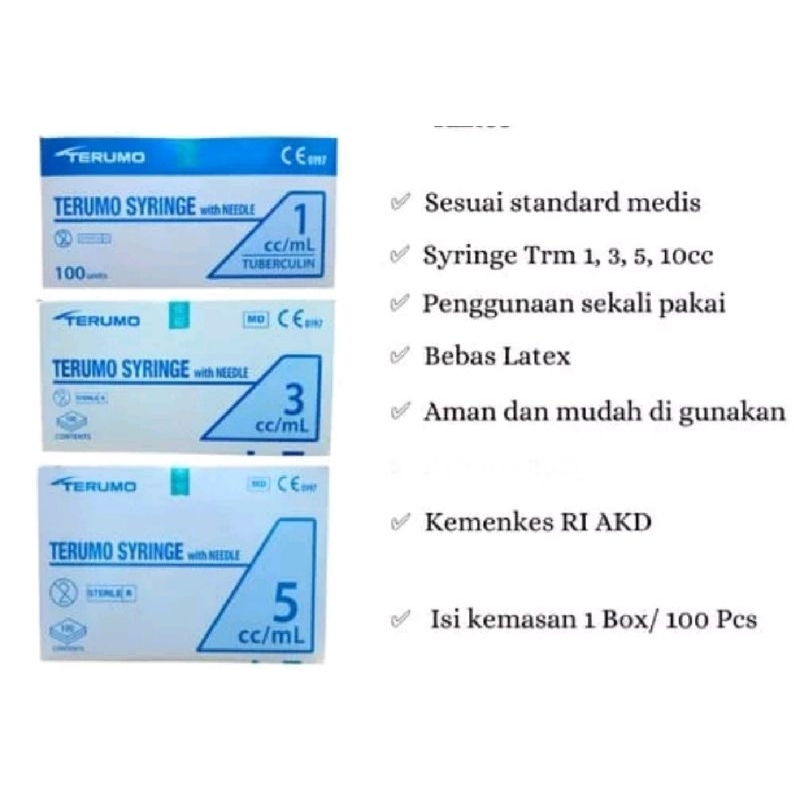 Jual Syringe Spuit Jarum suntik Terumo 1cc 3cc 5cc 10cc | Shopee Indonesia