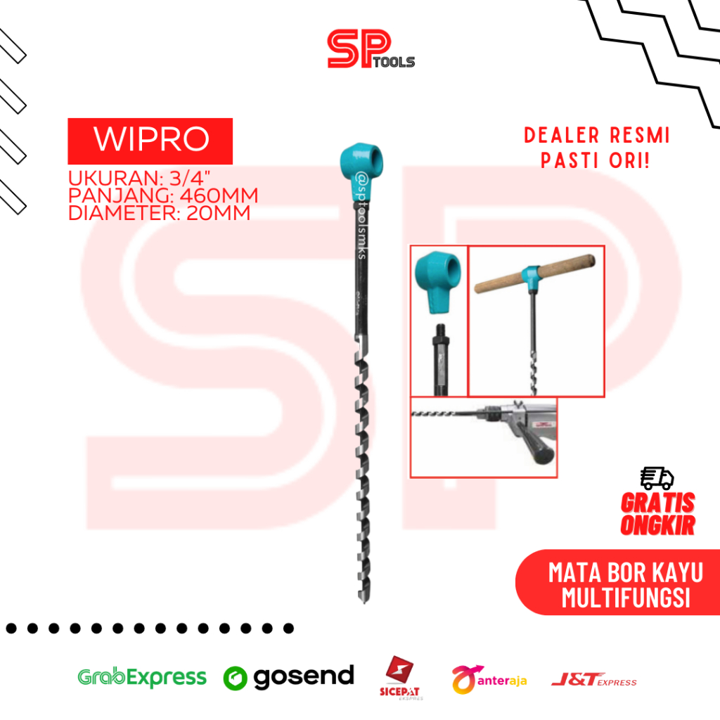 Jual MATA BOR KAYU AUGER MANUAL ENGKOL MULTIFUNGSI 3/4" 20MM X 460MM ...