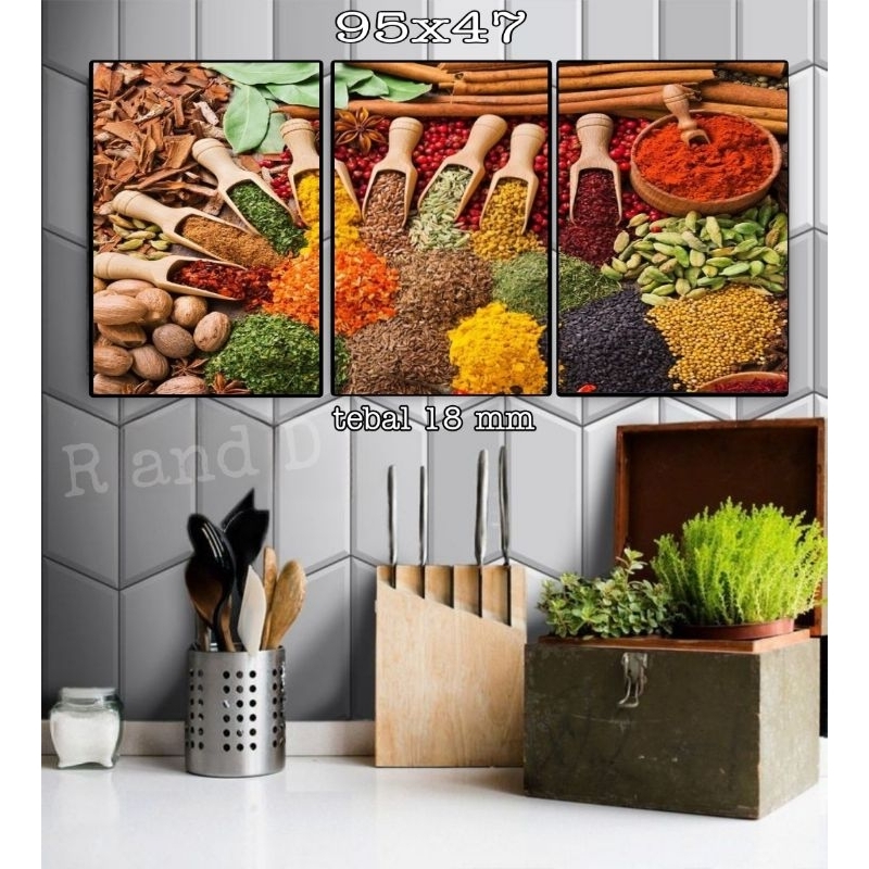 Jual Hiasan Dinding Gambar Bumbu Dapur Ukuran 95x47 Dekorasi Ruangan ...