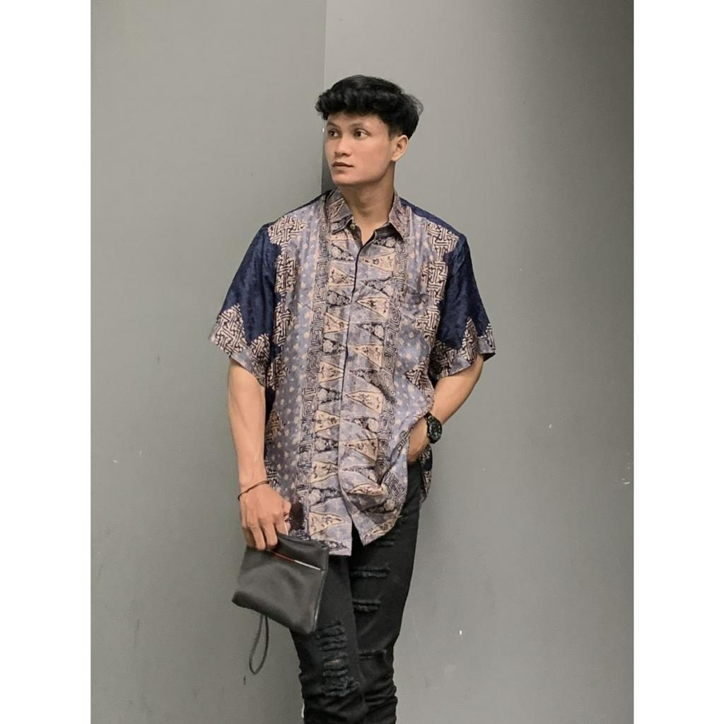 Jual BATIK TRUSMI Set Couple Setelan Viscose Wanita Dan Hem Pria Navy ...