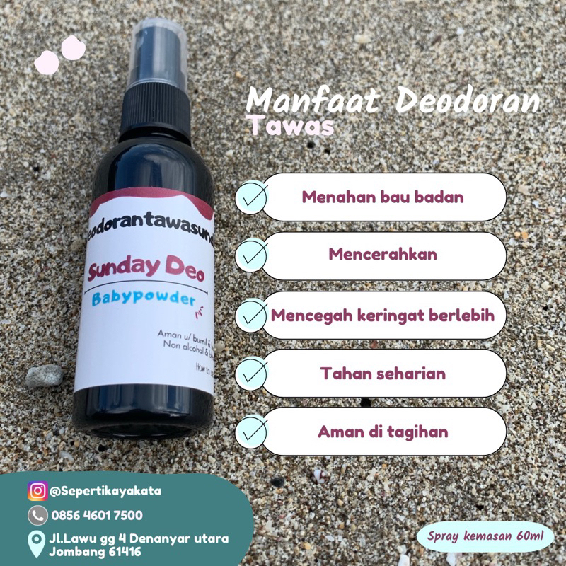 Jual DEODORANT TAWAS CAIR AROMA BABY POWDER || DEODORANT HERBAL TAWAS ...
