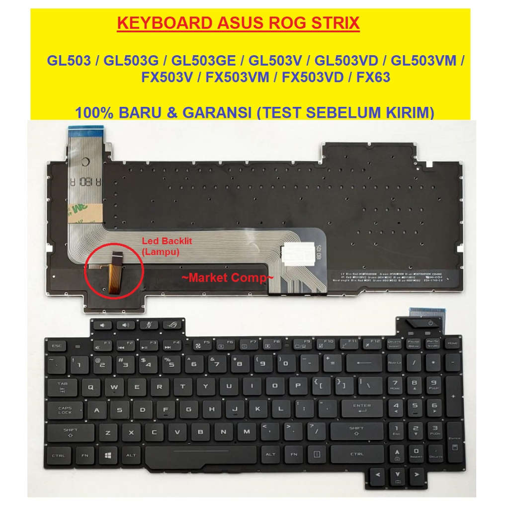 Jual Keyboard Laptop Gaming Asus ROG Strix GL503 GL503G GL503GE GL503V ...