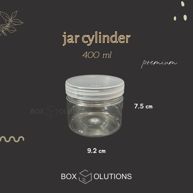 Jual toples tabung / jar cylinder PREMIUM tutup bening - 300ml 400ml ...