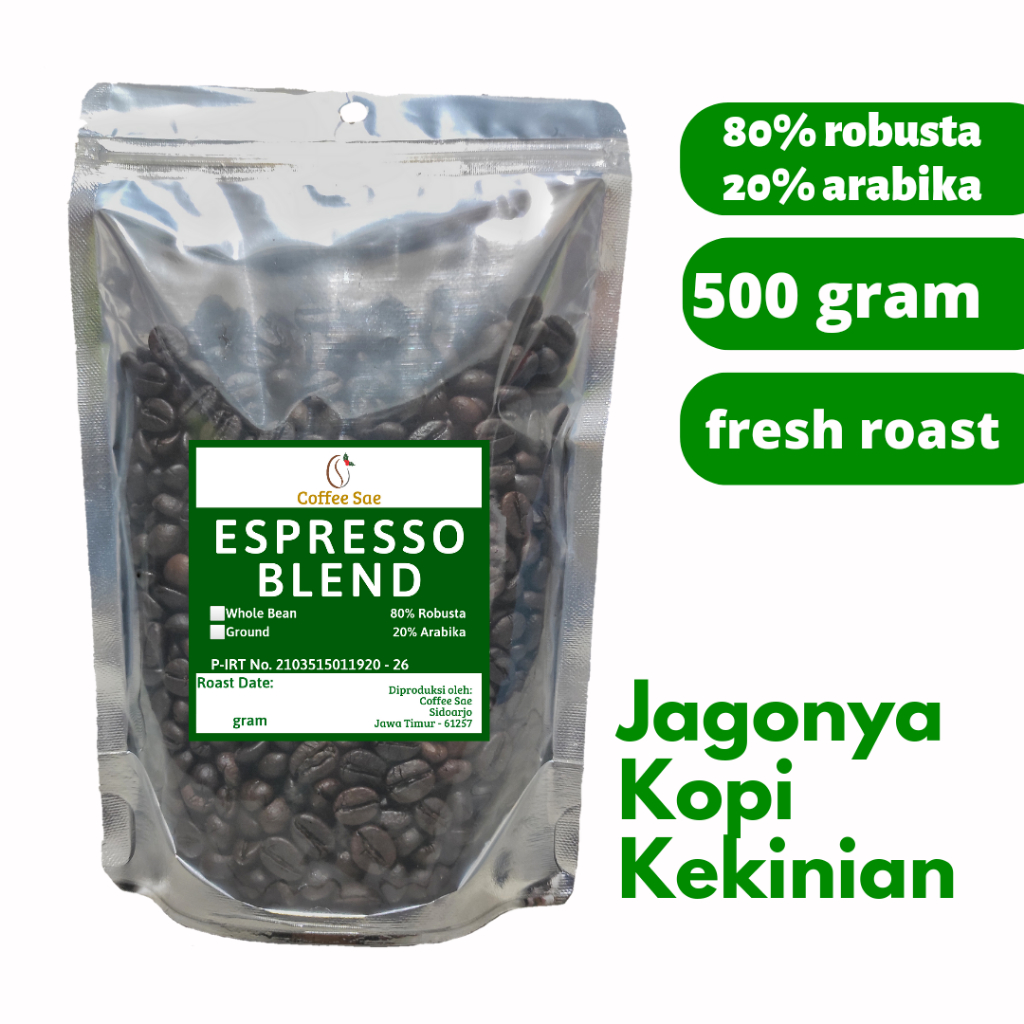 Jual KOPI ESPRESSO BLEND 500 gram 80:20 Biji atau Bubuk Es Kopi Susu ...