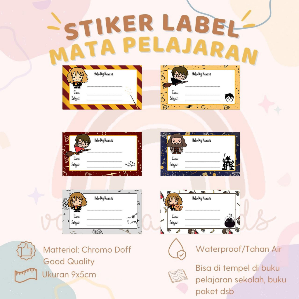 Jual 27 PCS STIKER MATA PELAJARAN HARRY POTTER STIKER LABEL NAMA ...