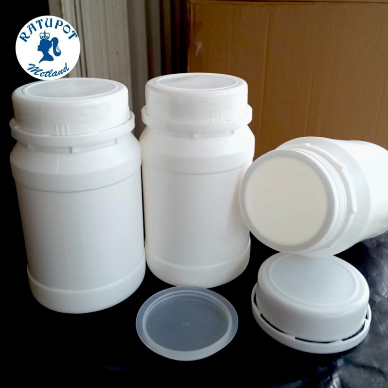 Jual botol kapsul botol lem botol lulur 500 gr hdpe tebal putih ...