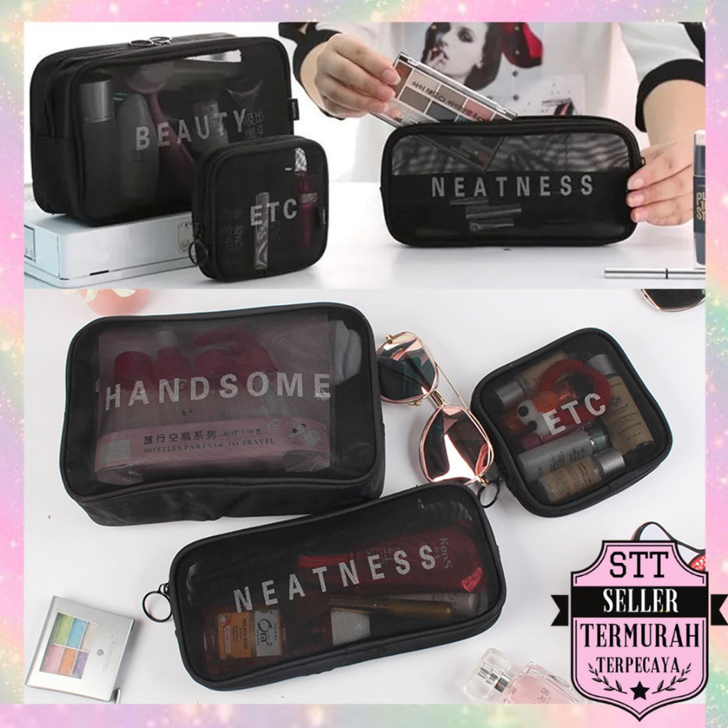 Jual STT Tas Kosmetik Traveling Model Jaring Pouch Travel Make Up Bag ...