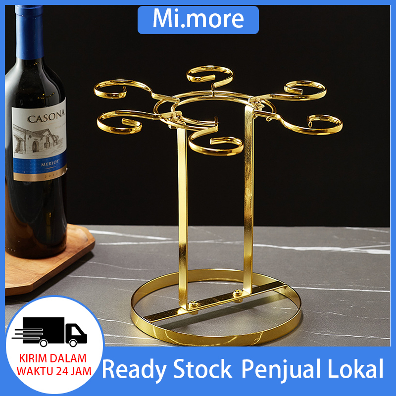 Jual Mi.more Rak Gelas Wine Gantung Tempat Gold Cangkir Gelas Stand ...