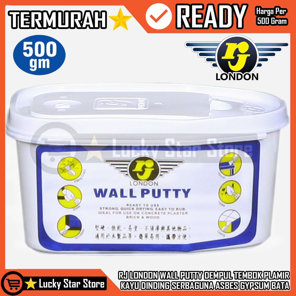 Jual RJ LONDON WALL PUTTY 500 GRAM 0.5 KG DEMPUL TEMBOK PLAMIR TEMBOK ...