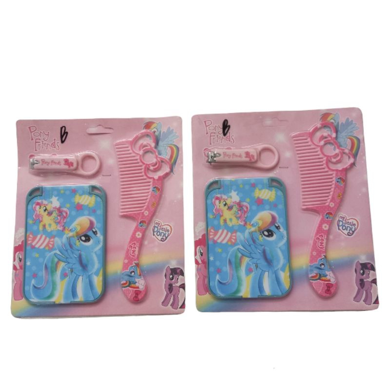 Jual Sisir cermin lipat gunting kuku set 3in1 Little Pony, Frozen ...