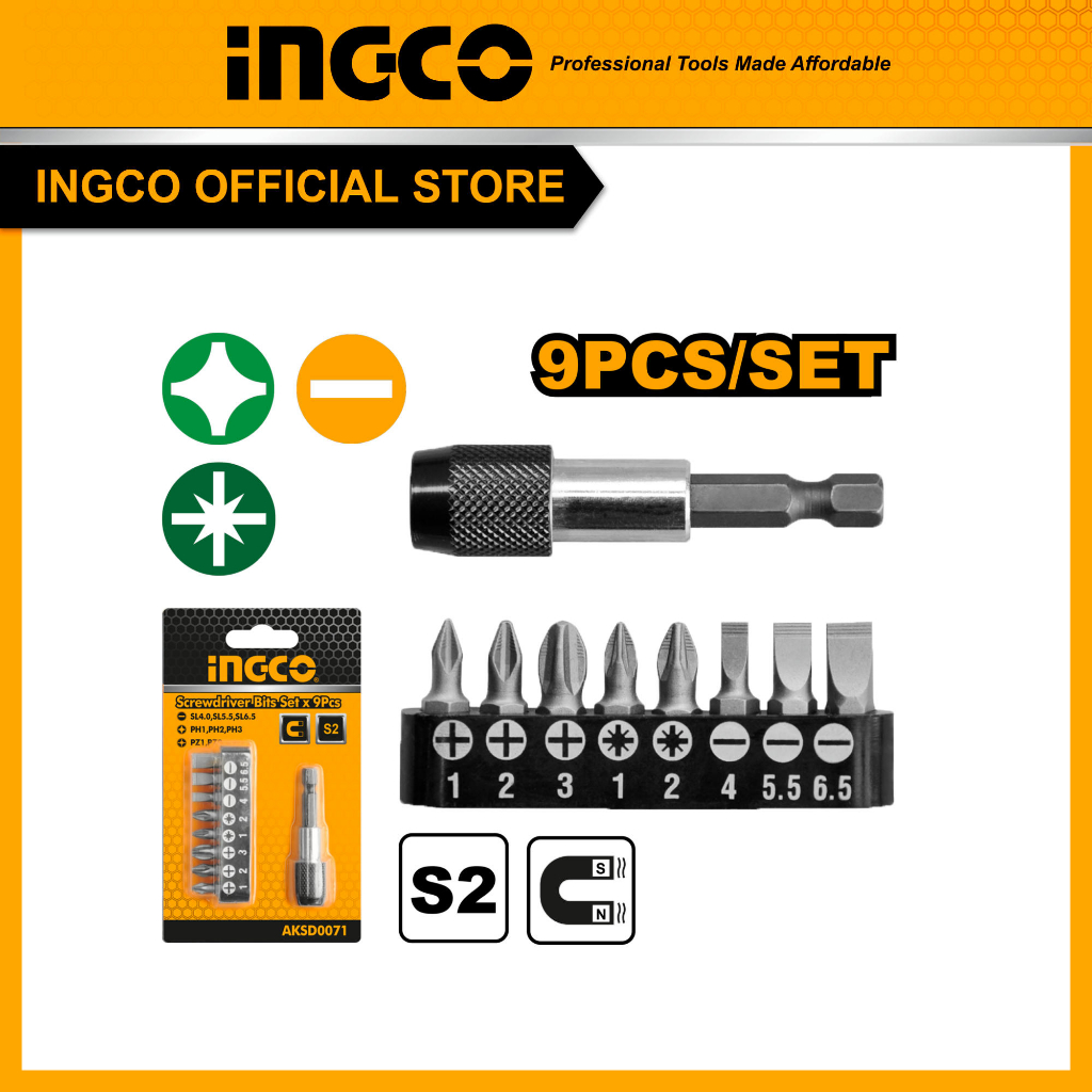 Jual (INGCO) - INGCO MATA OBENG BOR KECIL 9 SET INGCO / SCREW DRIVER ...