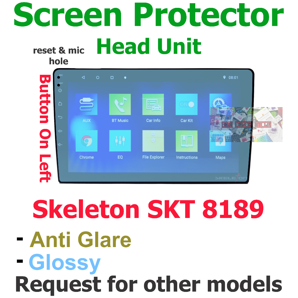 Jual Skeleton SKT 8189 9 inch Head Unit Android Screen Protector Guard Left Button | Shopee ...
