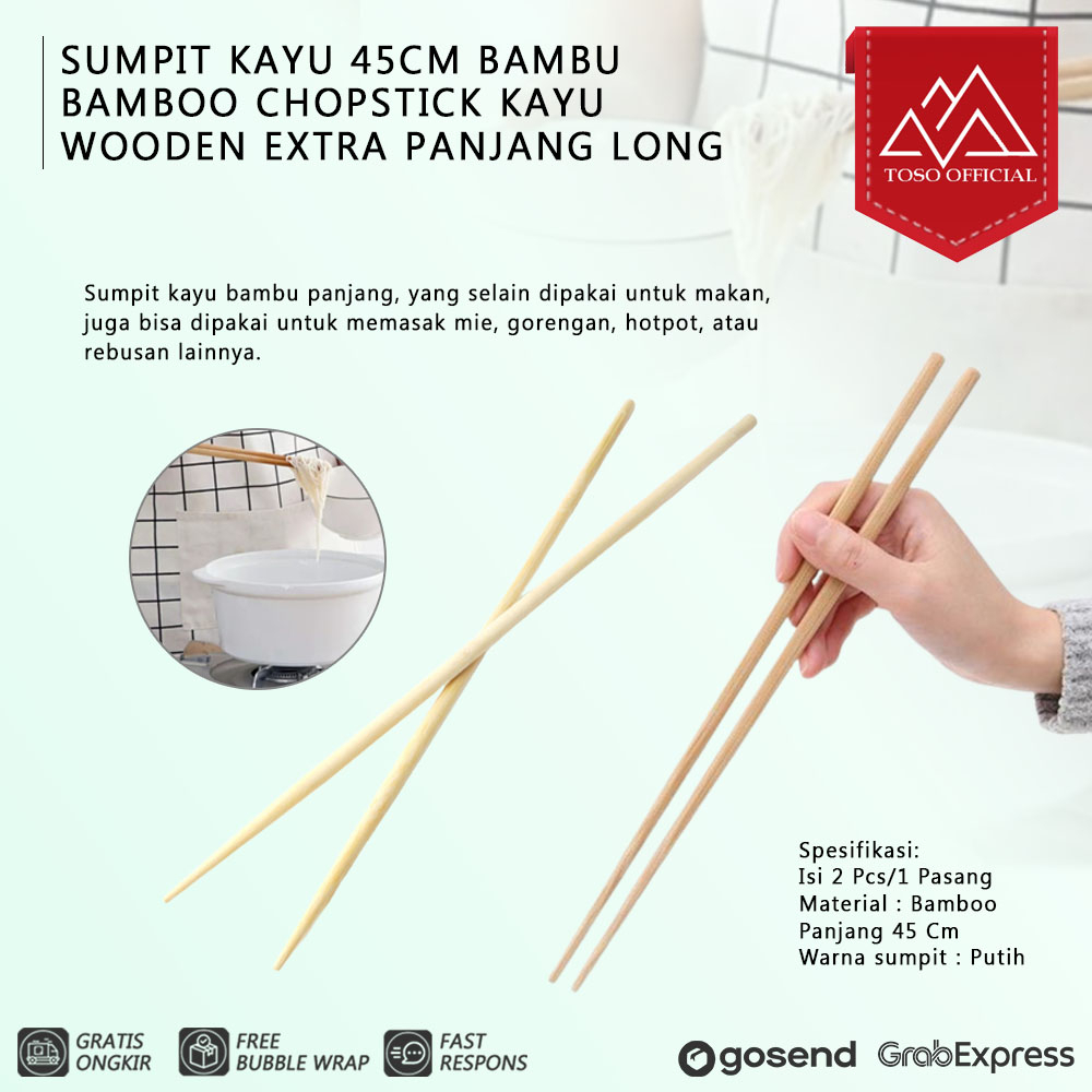 Jual SUMPIT KAYU 45CM BAMBU BAMBOO CHOPSTICK KAYU WOODEN EXTRA PANJANG ...