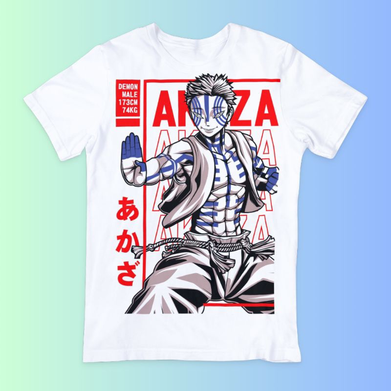 Jual Kaos Atasan T-shirt Distro Akaza V1 Anime Demon Slayer Kimetsu No ...