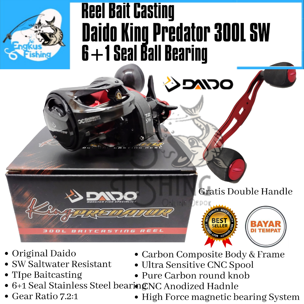 Jual Reel BC BaitCasting Daido KING Predator SW 300 Kanan / Kiri (6+1 ...
