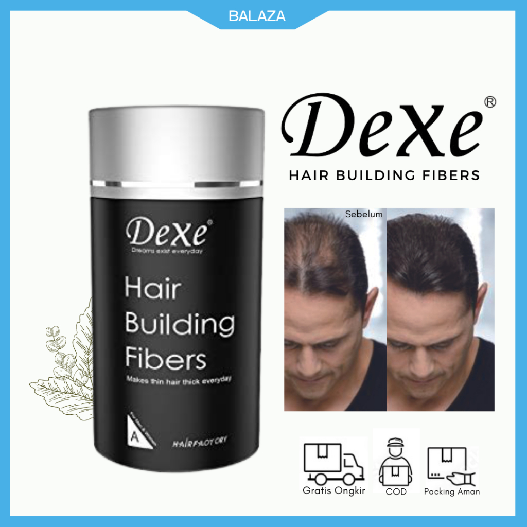 Jual Bubuk Penebal Rambut DEXE Hair Building Serbuk Pelebat Tipis dan ...
