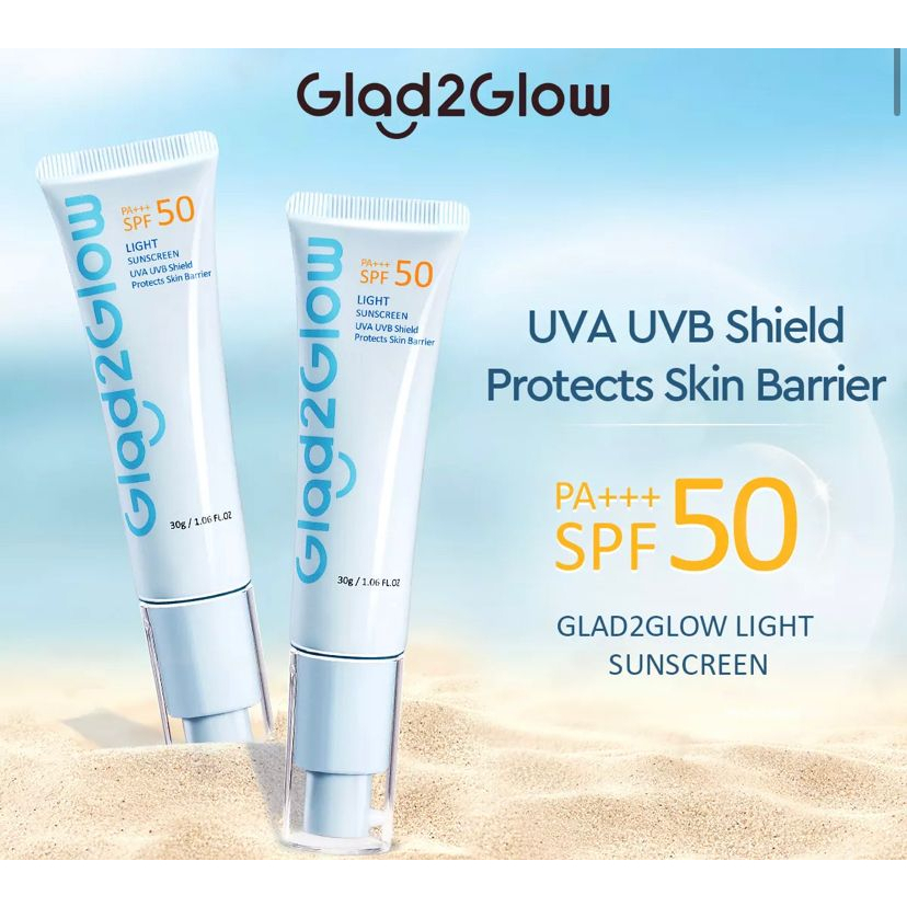 Jual Ready Stok!!Glad2Glow Light Sunscreen Gel SPF 50 PA+++/Sunscreen ...