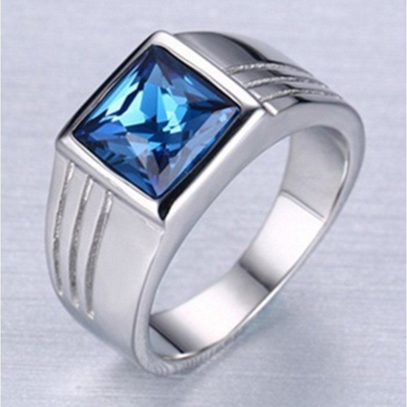 Jual Cincin Pria Batu Safir Biru Blue Sapphire Stone Mewah Simple Men ...
