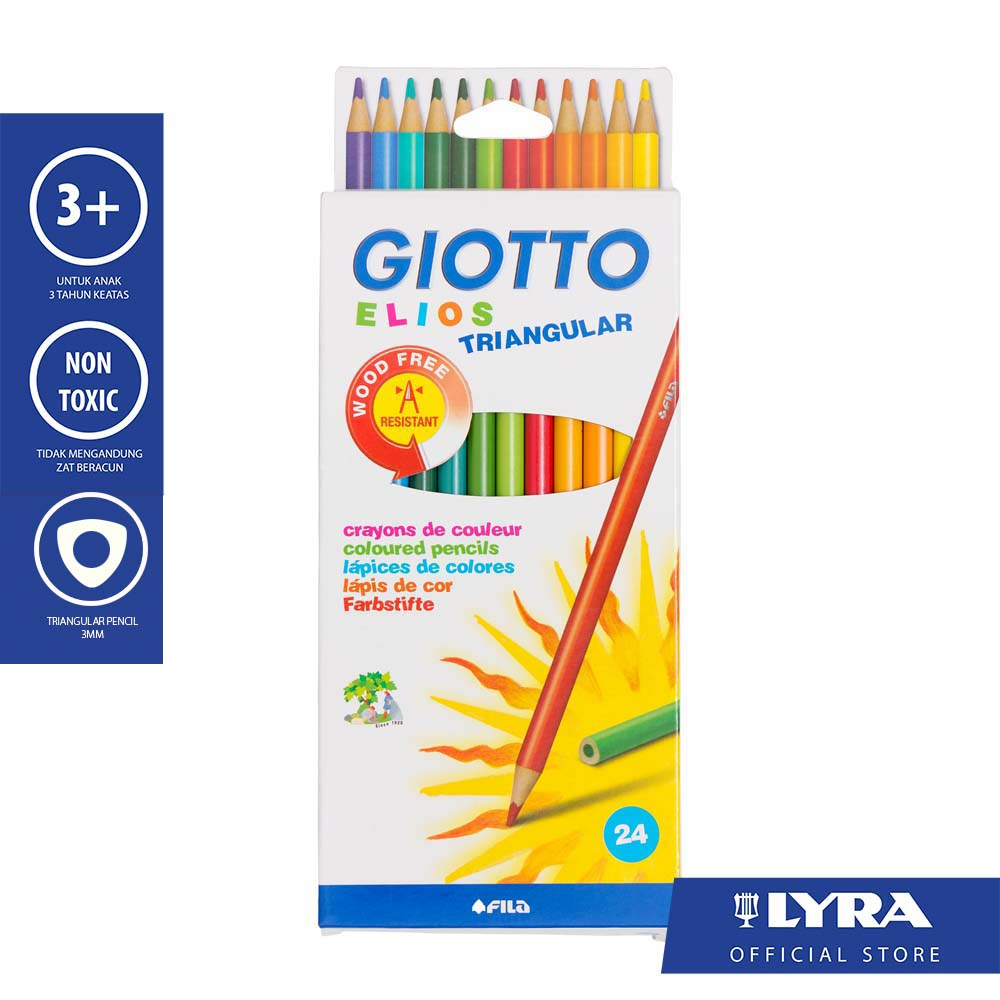 Jual Giotto Pensil Warna Segitiga Elios Tri Cardboard 24 Warna - Tidak ...