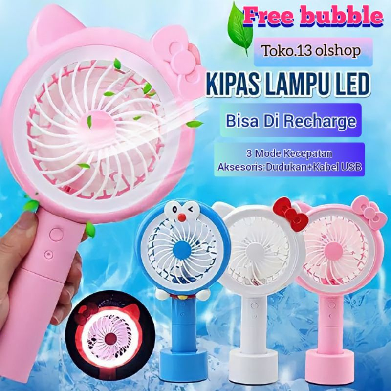 Jual Kipas Angin Mini Genggam Karakter Mini Fan Portable With Led