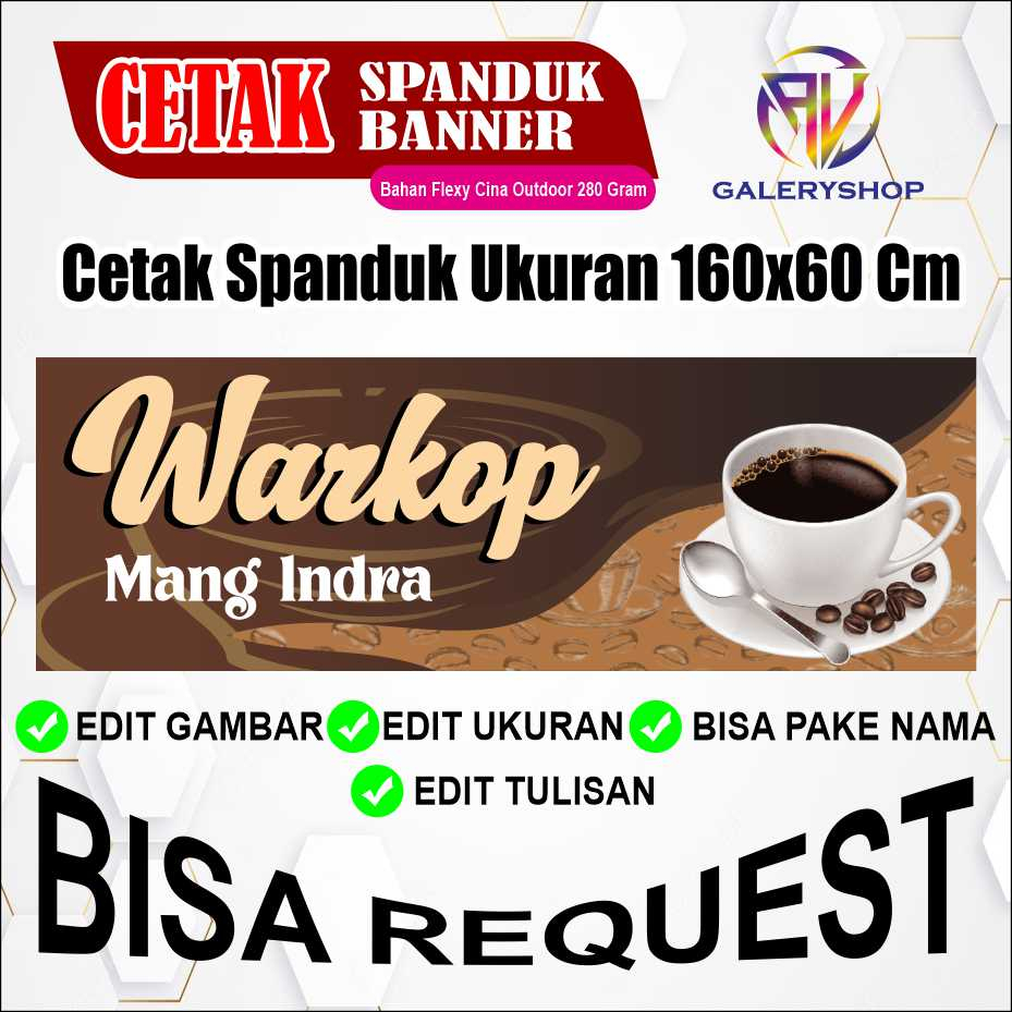 Jual spanduk banner warkop jualan kopi dll. custom 160x60 cm | Shopee ...