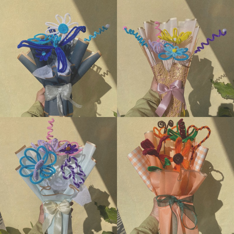 Jual Bouquet Flower/Pipe Cleaner Flower Bouquet/Buket Bunga Kawat Bulu ...