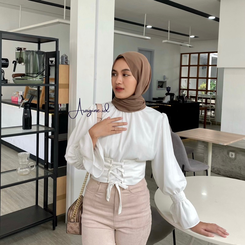Jual tie belt blouse texture by aragine | Shopee Indonesia