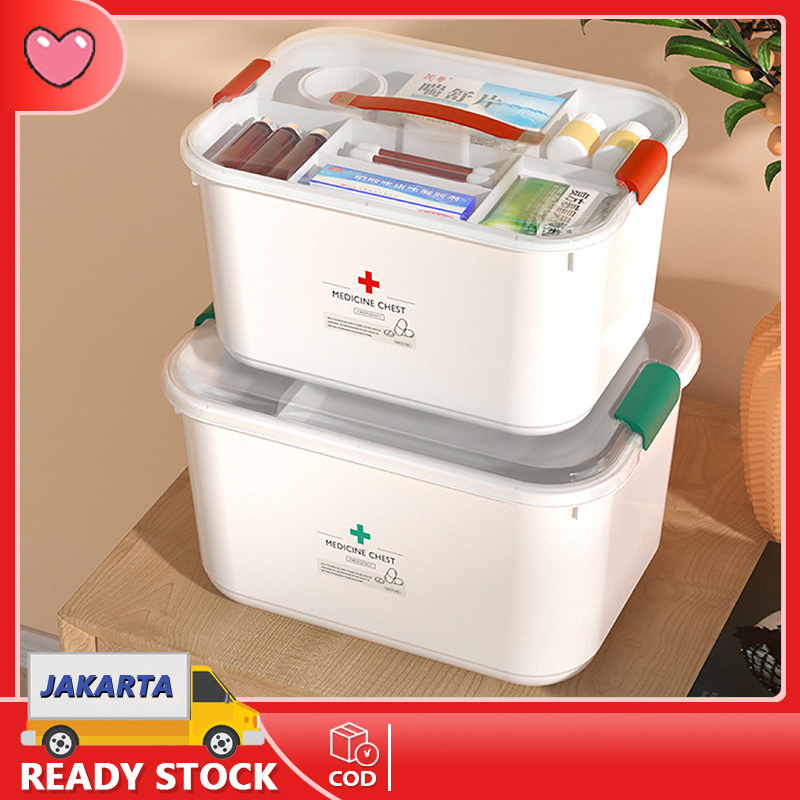 Jual Medicine Box Organizer White First Aid Box / Kotak Obat P3K Putih ...