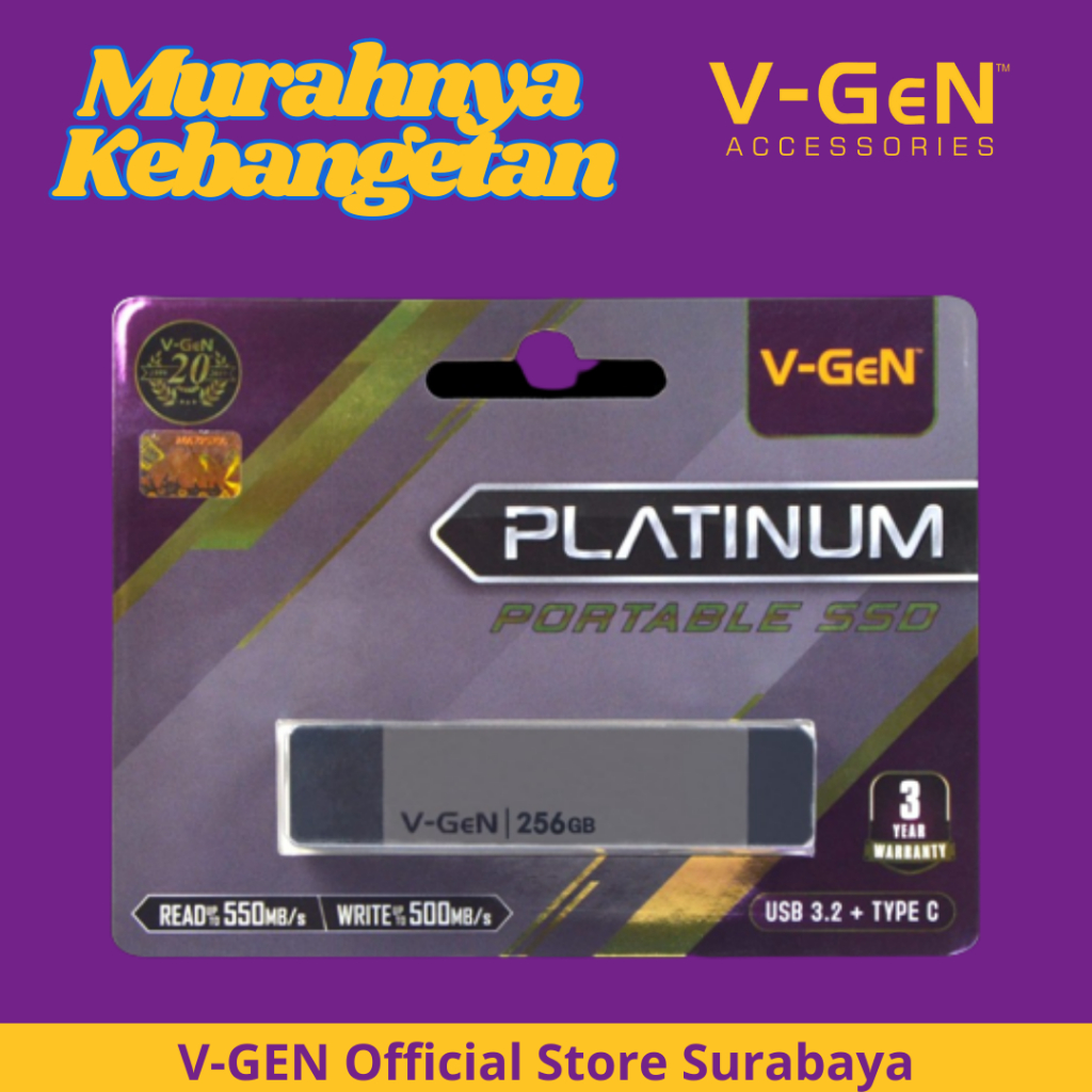 Jual SSD Portable V-GeN Platinum 128GB 256GB 512GB USB 3.2 Type C V-GeN ...