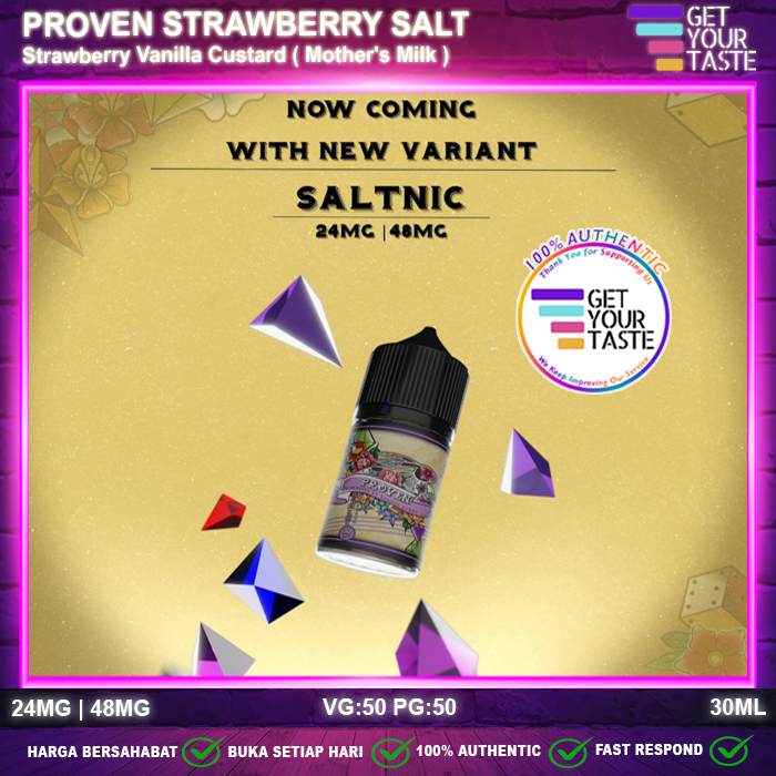 Jual Liquid Proven Strawberry Vanilla Custard USA Salt Nic 30ML Saltnic ...