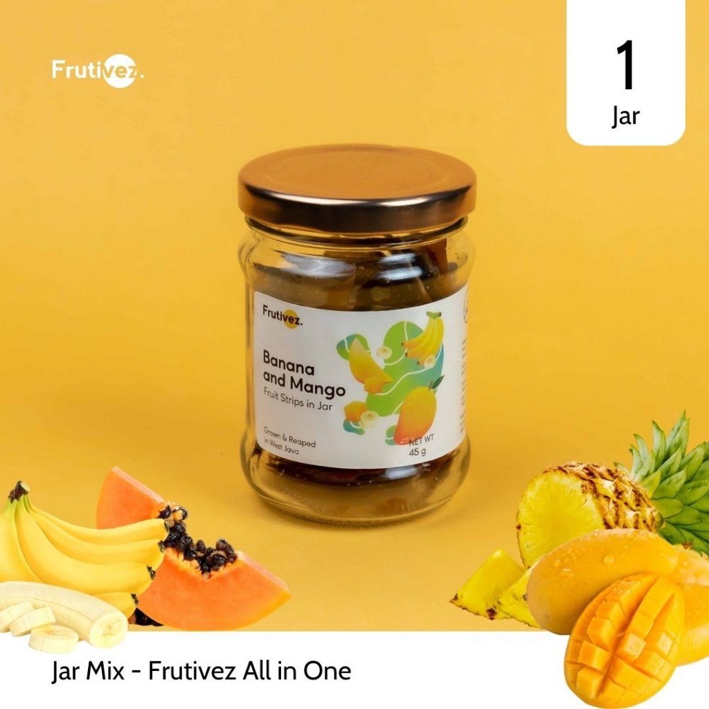 Jual Jar Mix Snack Cemilan Buah Frutivez Mango Pinepaya Banana All